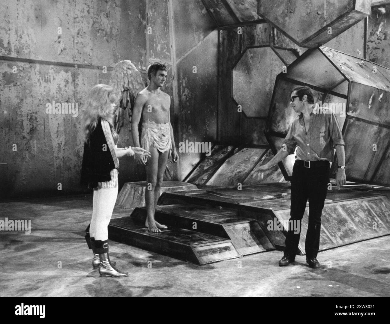ROGER VADIM directing JANE FONDA and JOHN PHILLIP LAW on the set of ...