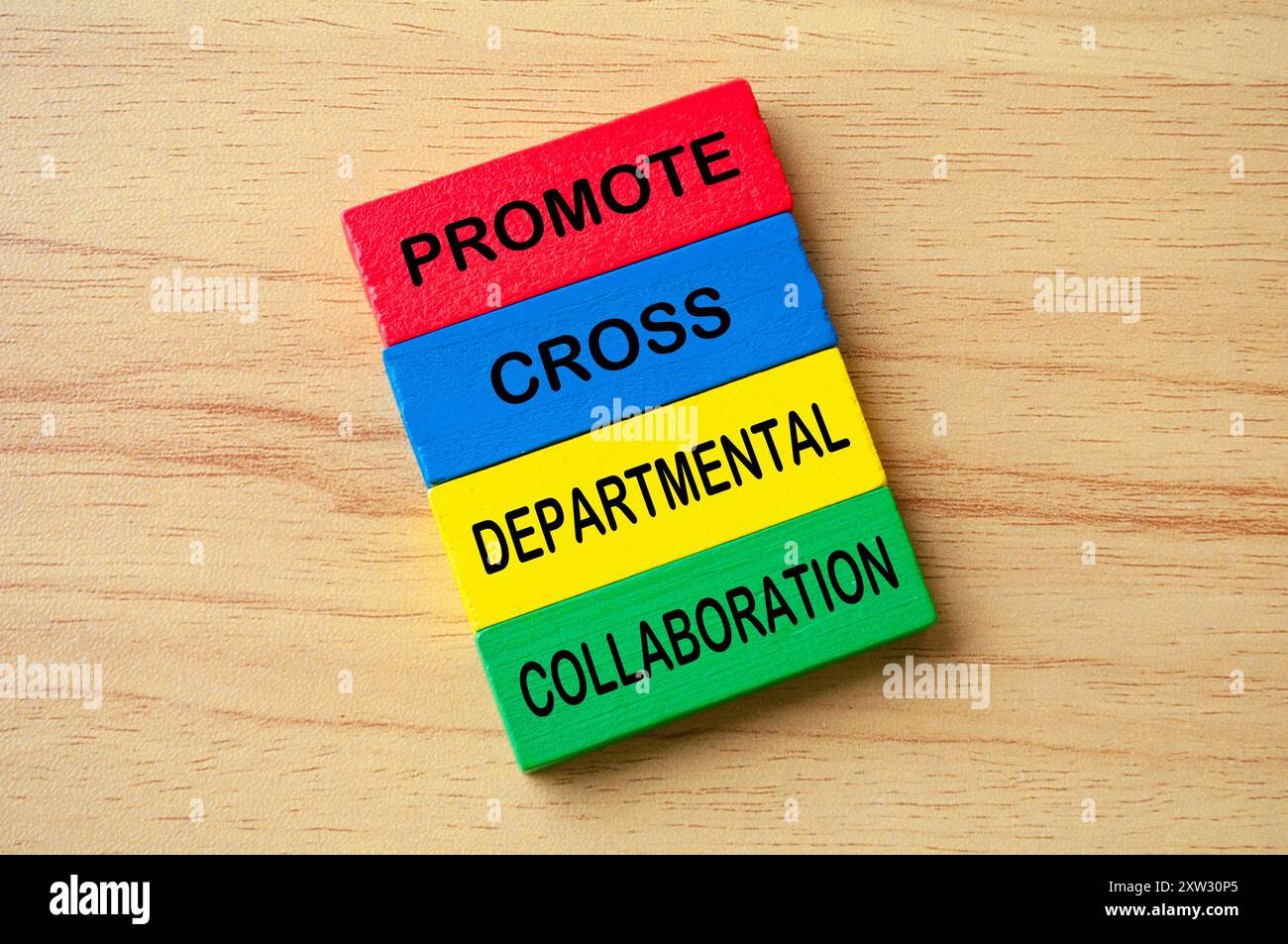 Top view of Promote Cross Departmental Collaboration text on ...