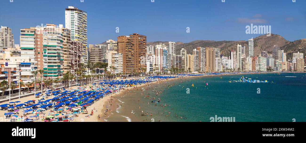 Benidorm, Spain - August 4, 2023: Panorama of Levante Beach in Benidorm, Alicante, Spain Stock ...