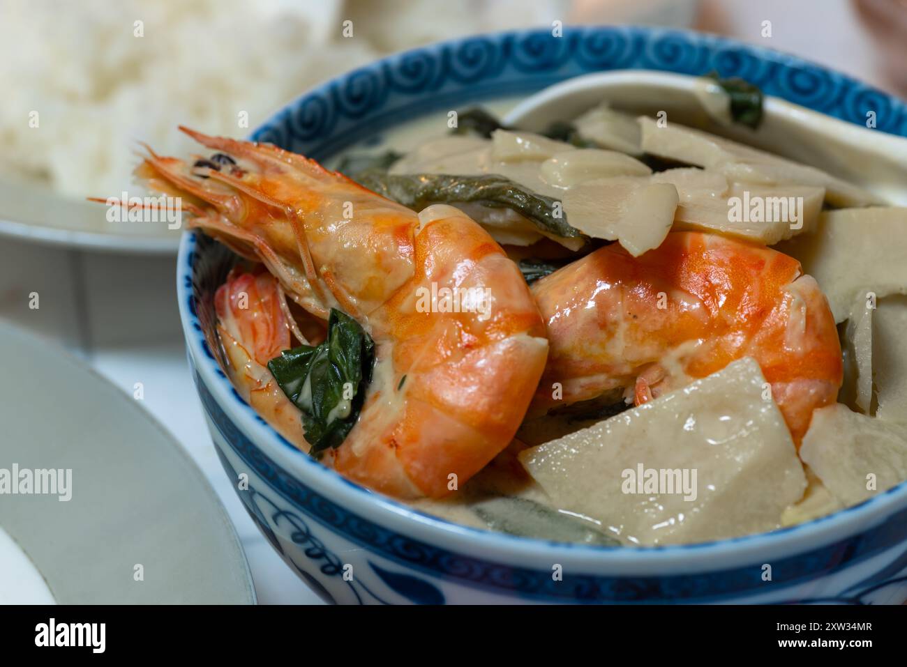 Ginataang labong na may hipon - a Filipino dish of boiled shrimp and ...