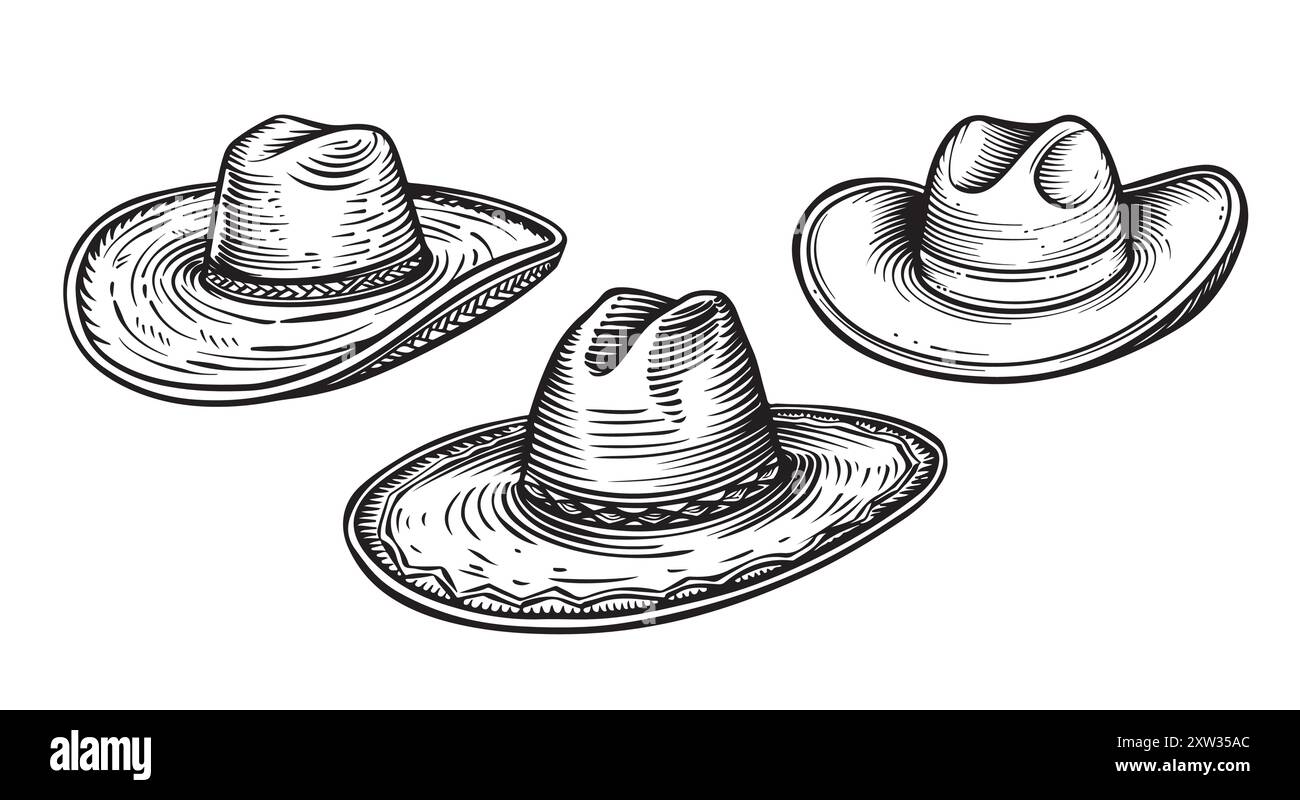Cowboy hat sketch hi-res stock photography and images - Alamy