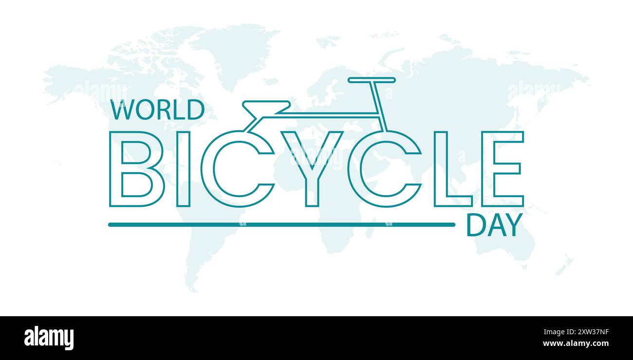 World Bicycle Day Poster with bicycle and world map Stock Vector Image ...