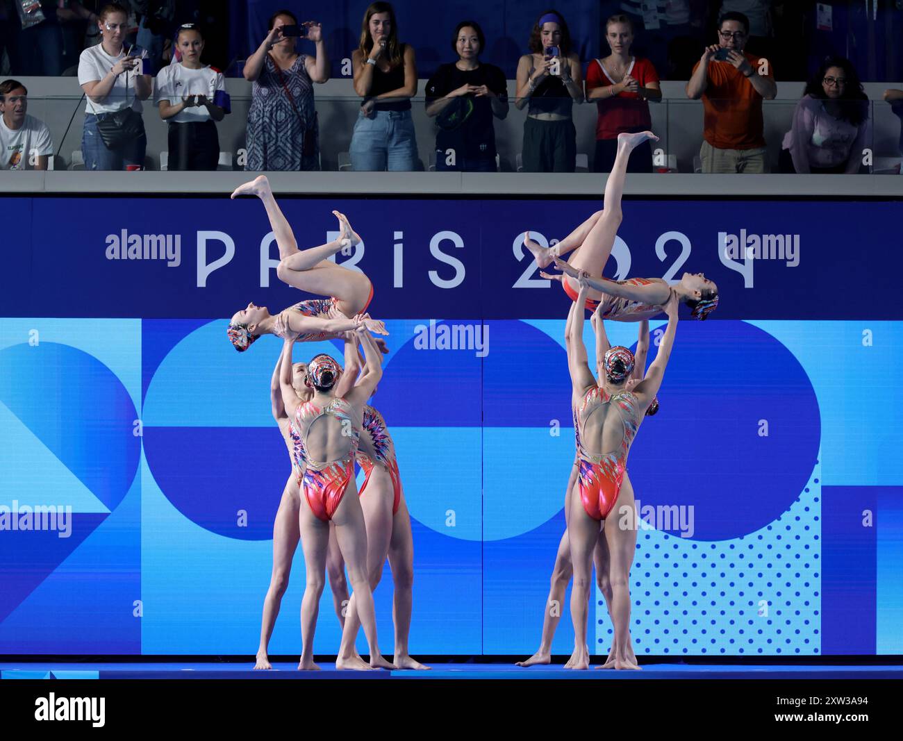PARIS, FRANCE - AUGUST 07: Members of Team Peoples Republic of China compete in the Team ...