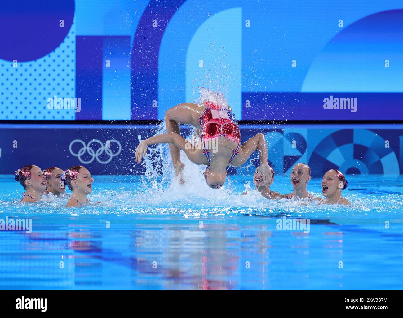 PARIS, FRANCE - AUGUST 07: Members of Team France compete in the Team ...
