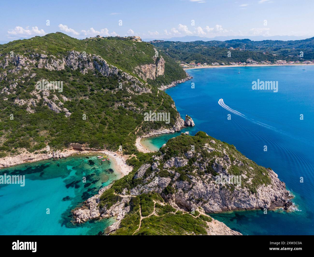 Aerial view of the Porto Timoni beach on the island of Corfu Stock ...