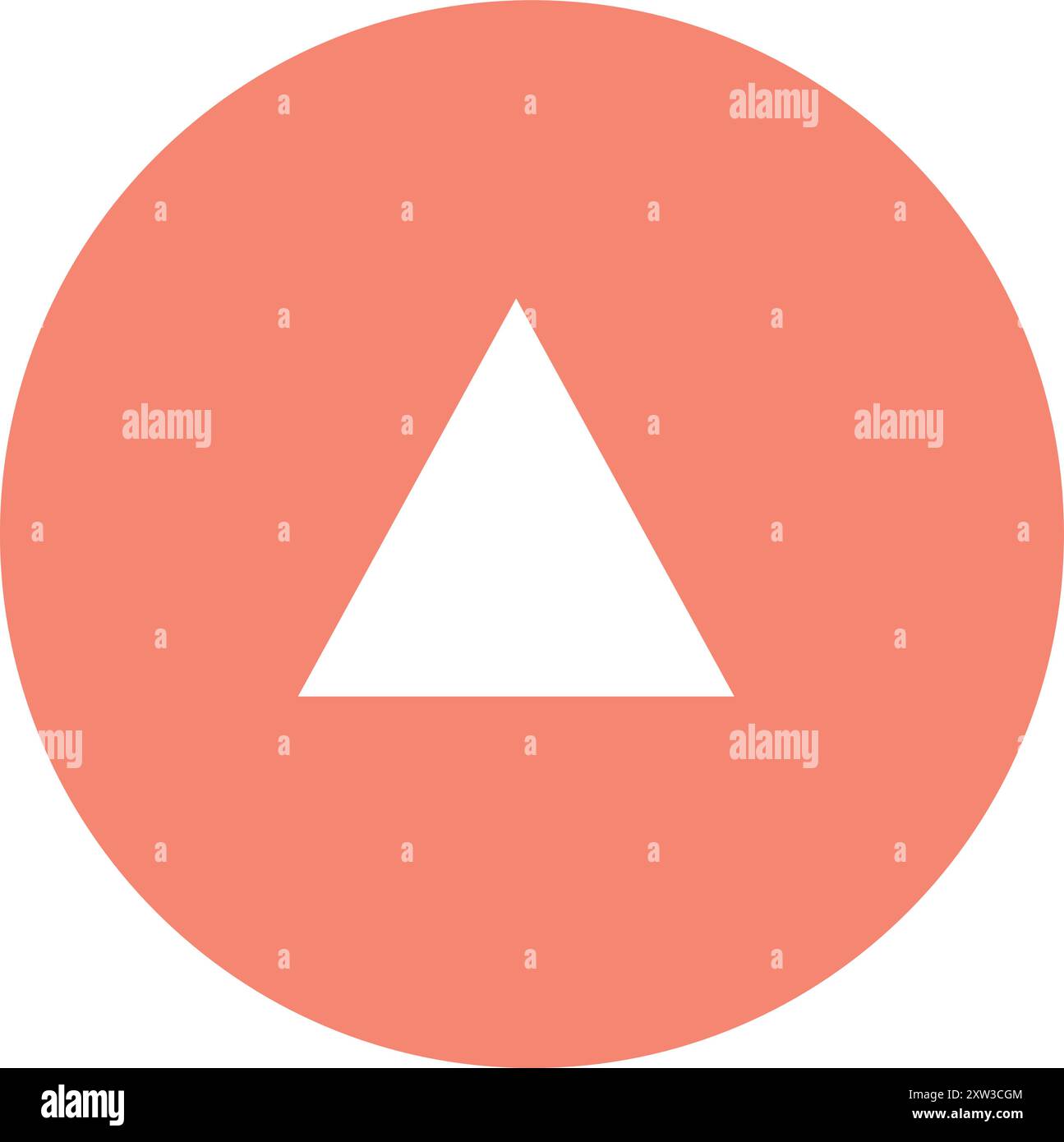Simple white triangle inside a peach fuzz colour of year 2024 circle ...