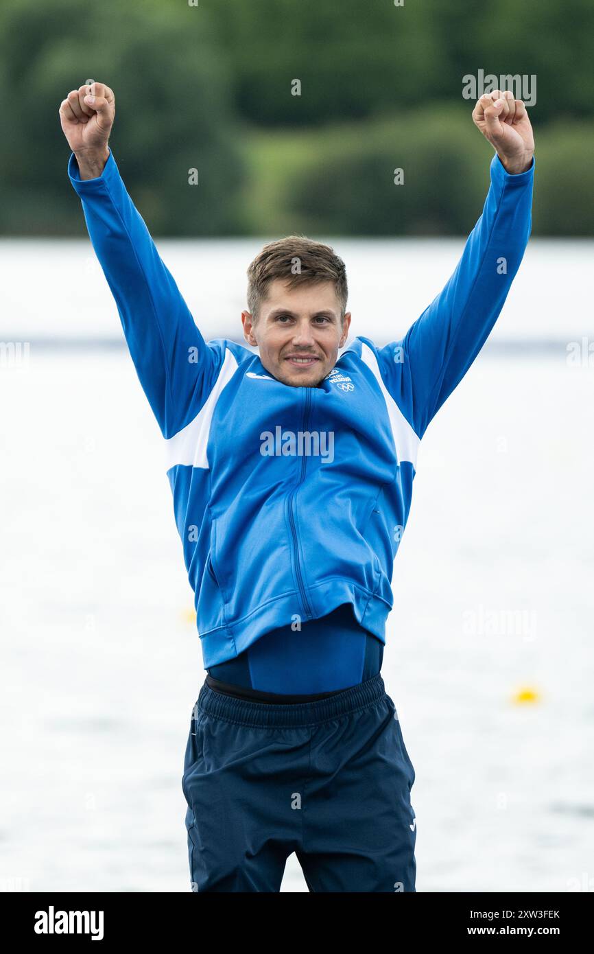 TARNOVSCHI Serghei (Republik Moldau) jubelt bei der Siegerehrung ueber ...