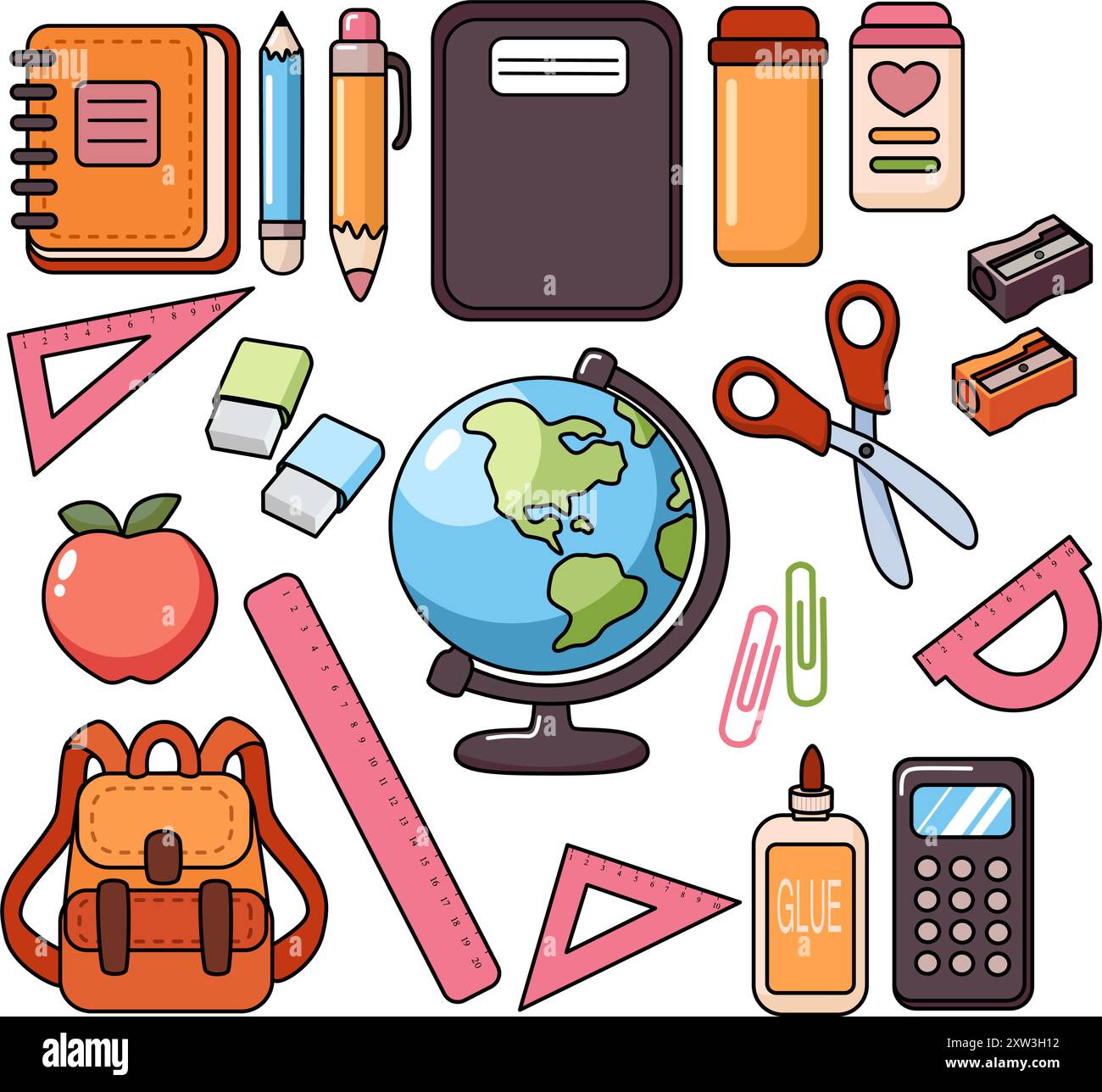 Set school supplies office Stock Vector Images - Alamy