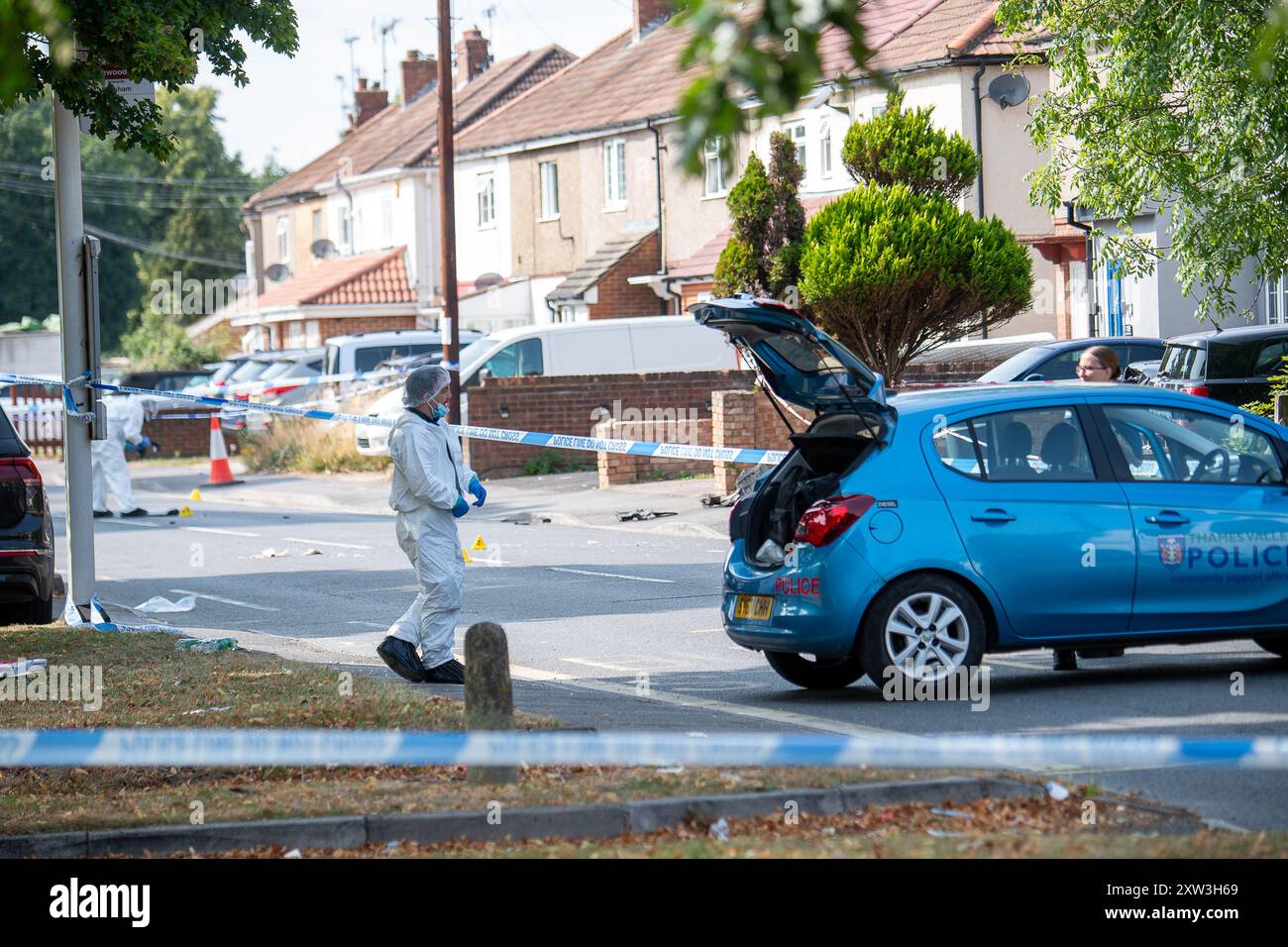 Slough, UK. 17th August, 2024. Part of Northern Road in Slough ...