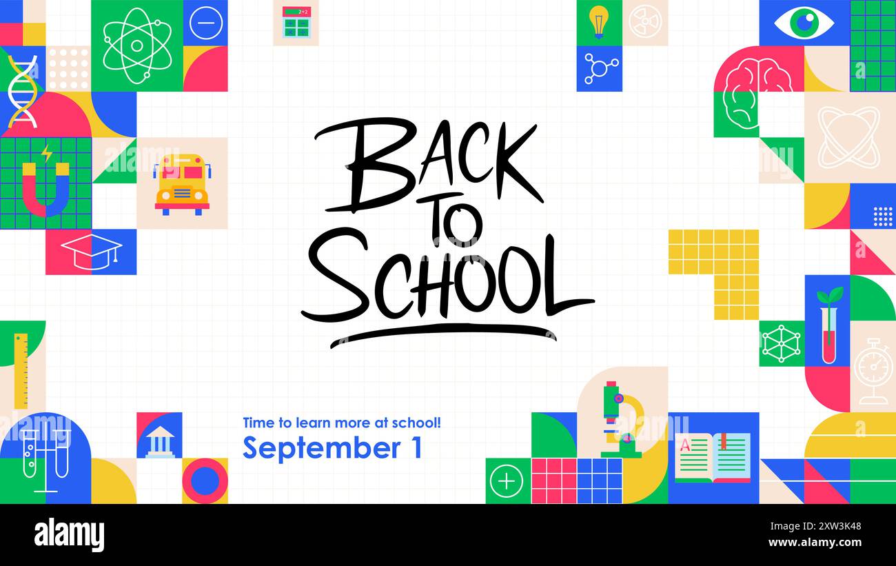 Back school lettering bus Stock Vector Images - Alamy