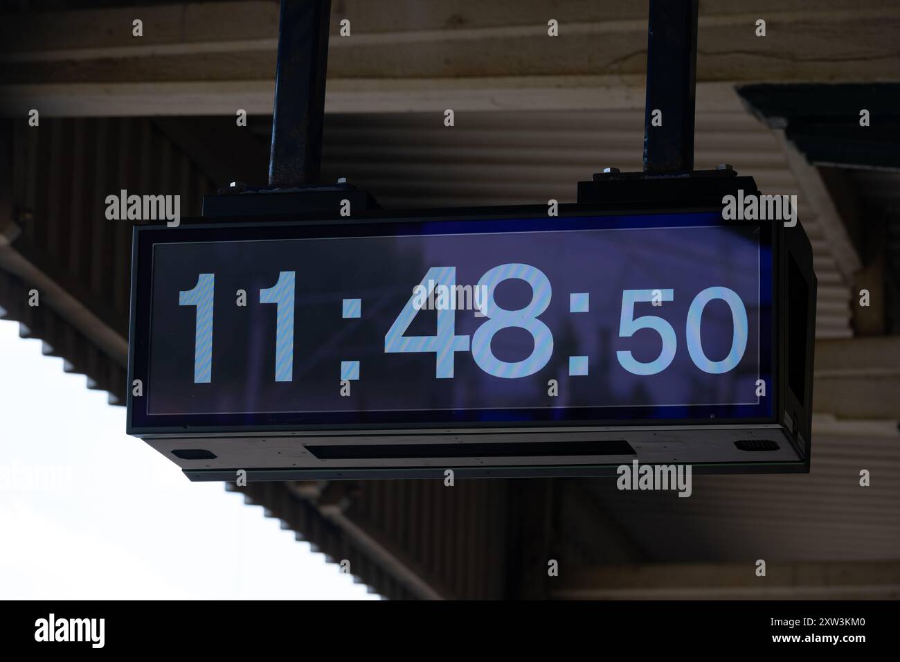 A digital electric station clock, Nuneaton, Warwickshire, England, UK ...