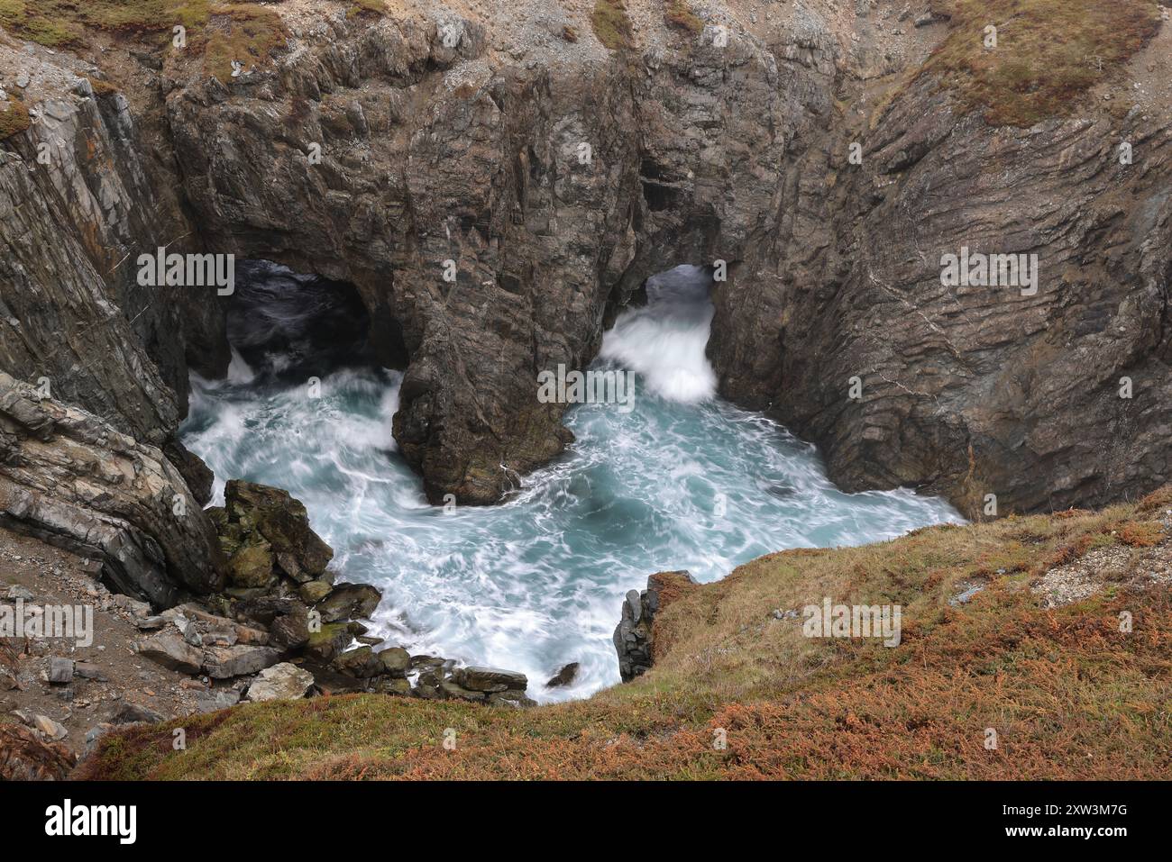 Sea caves and arches at Dungeon Provincial Park near Bonavista ...