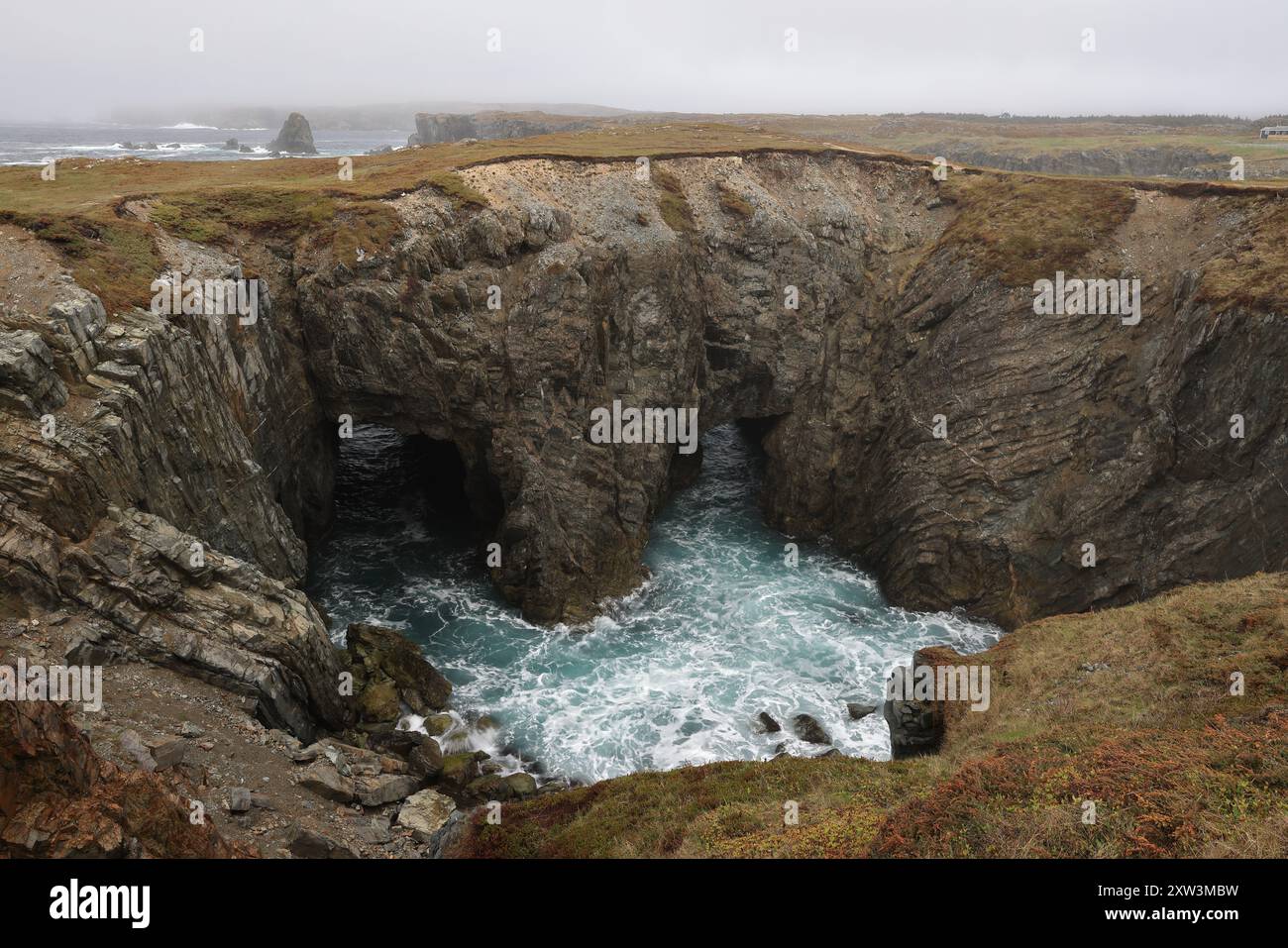 Sea caves and arches at Dungeon Provincial Park near Bonavista ...