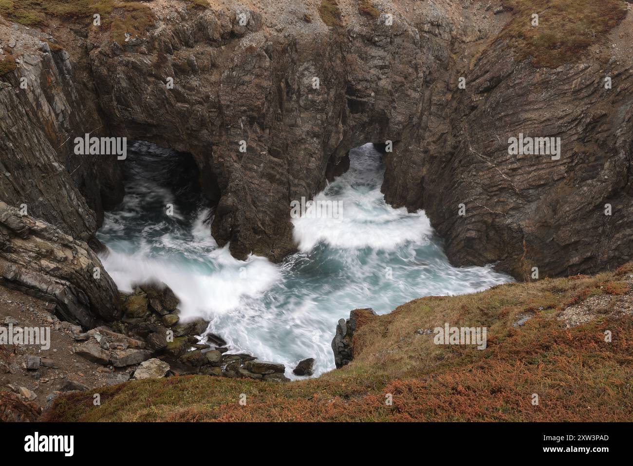 Sea caves and arches at Dungeon Provincial Park near Bonavista ...