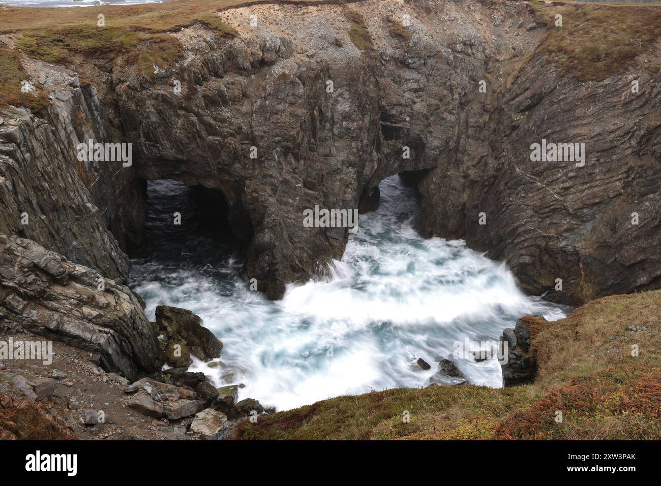 Sea caves and arches at Dungeon Provincial Park near Bonavista ...
