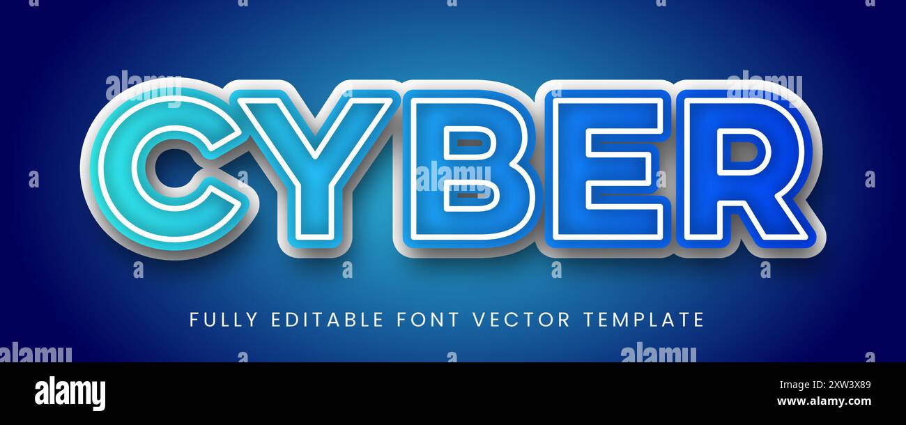 Cyber 3D Text Effect Editable Template Stock Vector Image & Art - Alamy