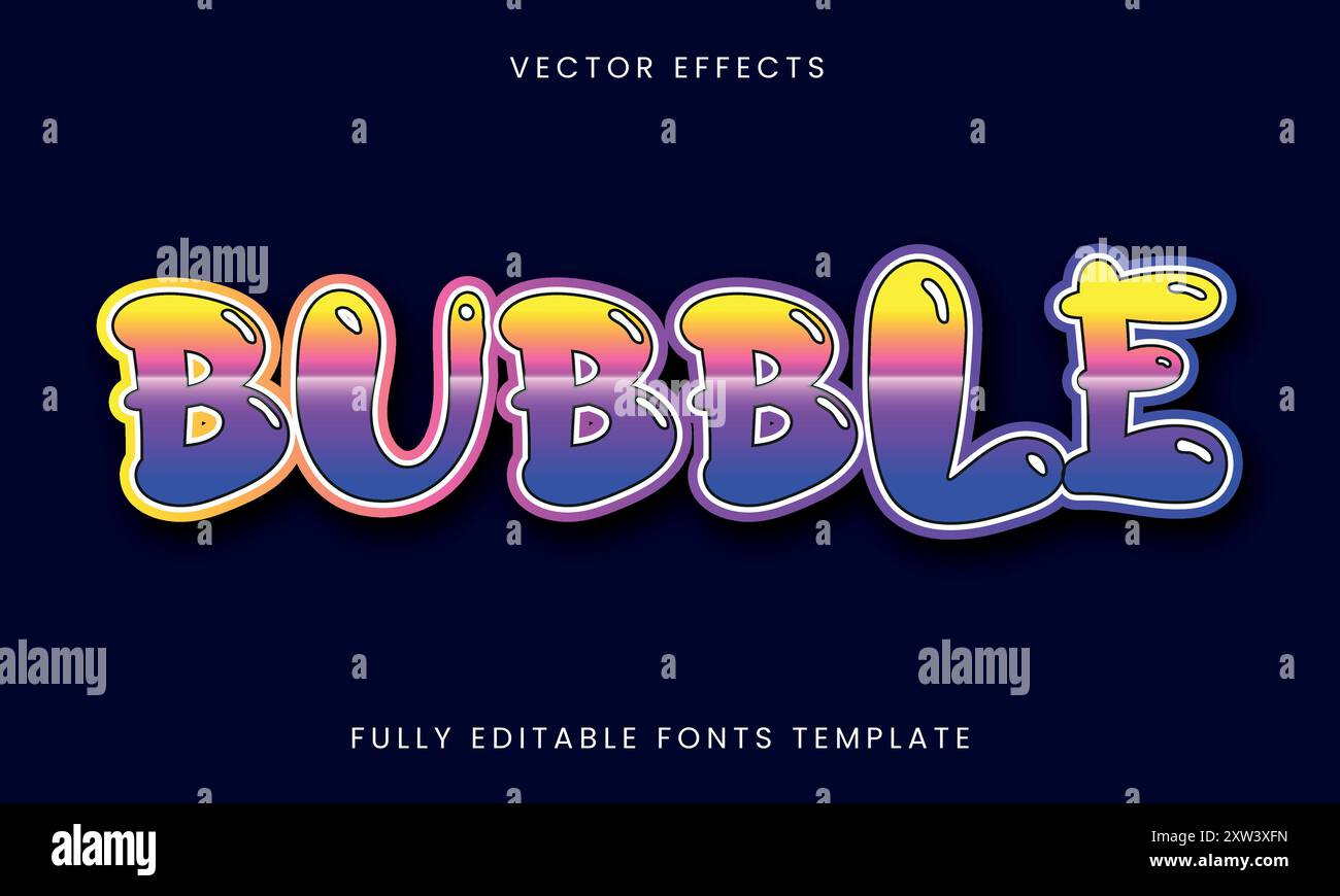 Bubble Text Effect Editable Template Stock Vector Image & Art - Alamy