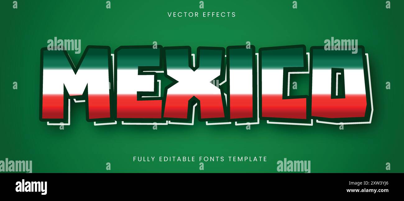 Mexico Text Effect Editable Template Stock Vector Image & Art - Alamy