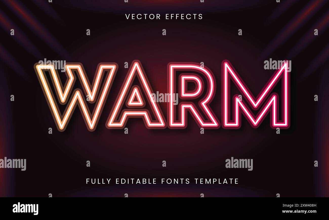 Warm Neon Text Effect Editable Template Stock Vector Image & Art - Alamy
