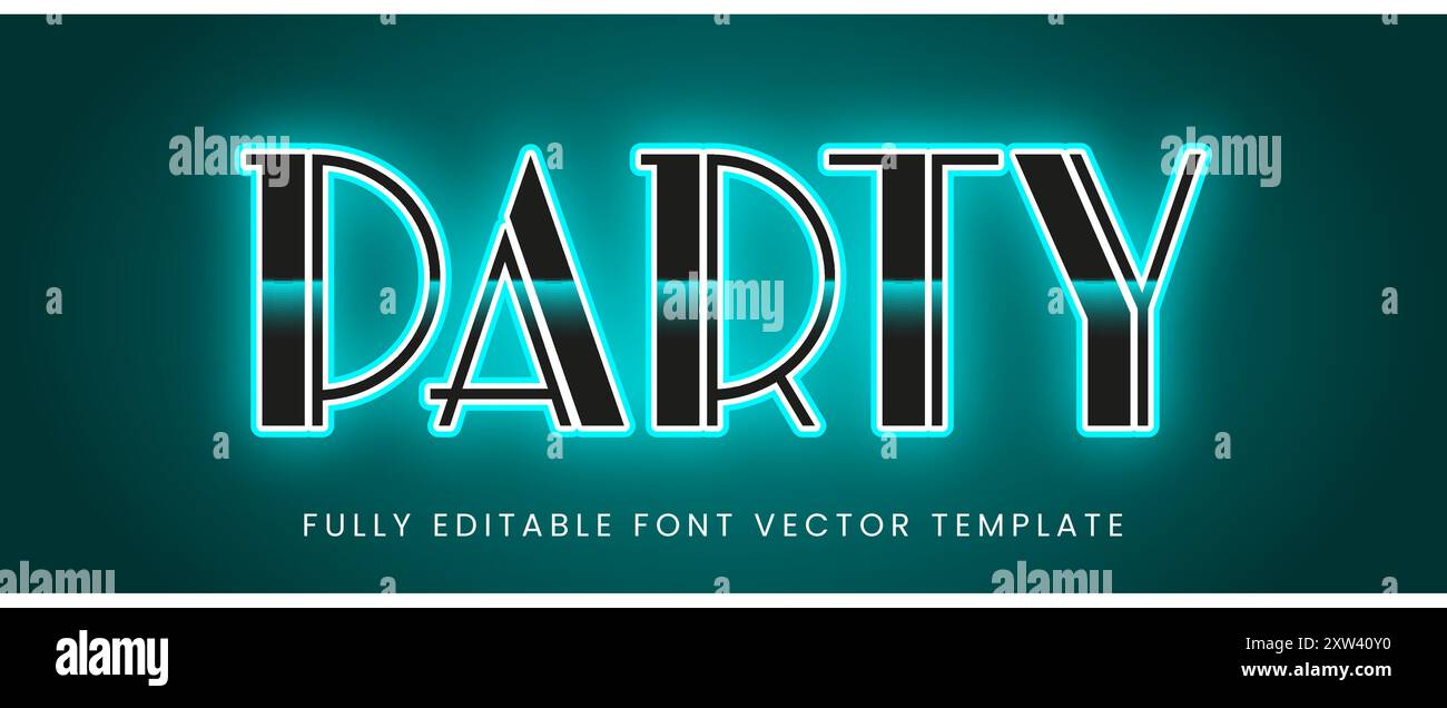 Party Neon Text Effect Editable Template Stock Vector Image & Art - Alamy