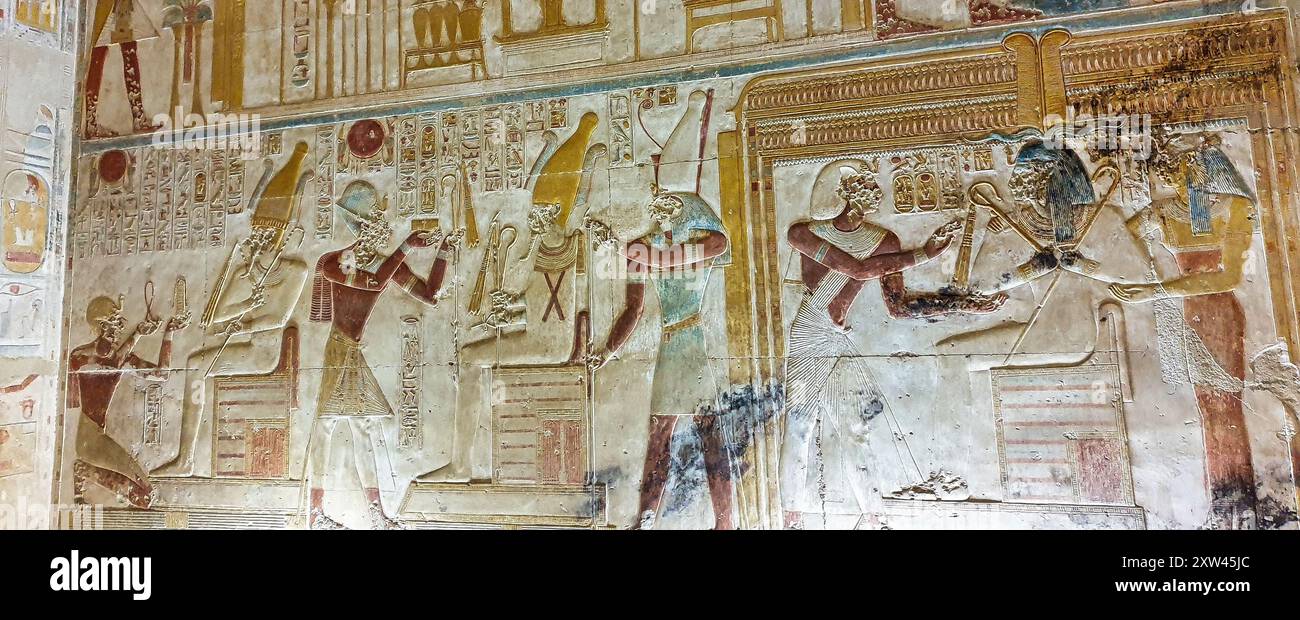 Pharoah Seti I offering prayers to guardian diety of the underworld ...