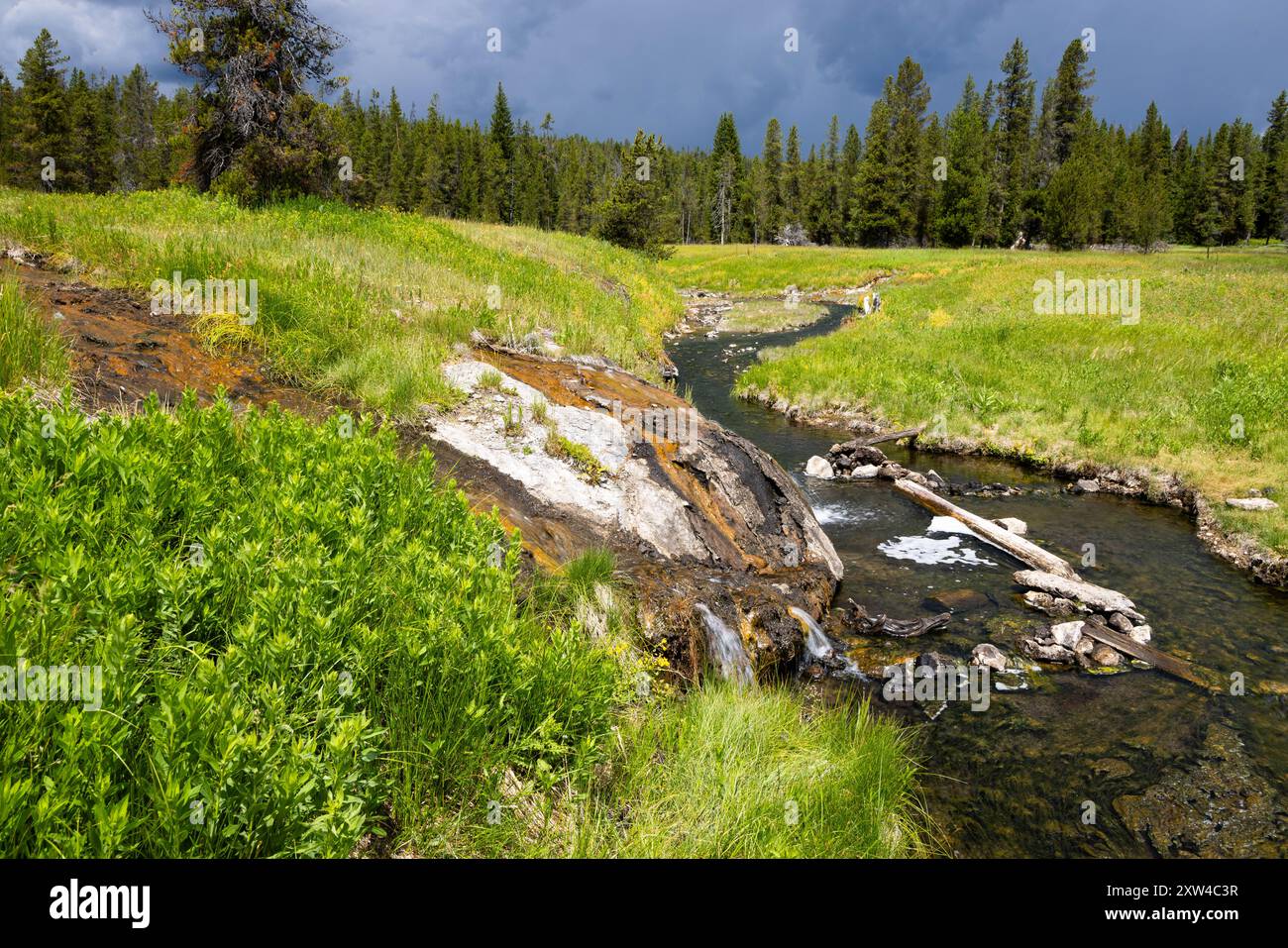 Stormy weather building over Huckleberry Hot Springs near Flagg Ranch ...