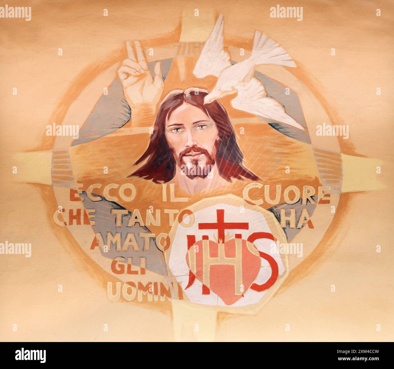 MILAN, ITALY - MARCH 6, 2024: The symbolic fresco of Jesus in the ...