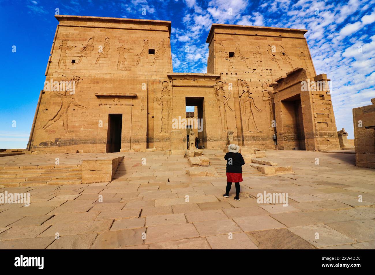 A visitor admires the magnificent wall reliefs depicting Ptolemy at the ...