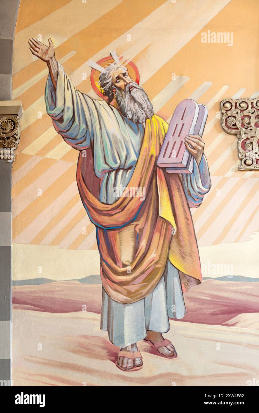 MILAN, ITALY - MARCH 6, 2024: The fresco of Moses in the church Chiesa ...