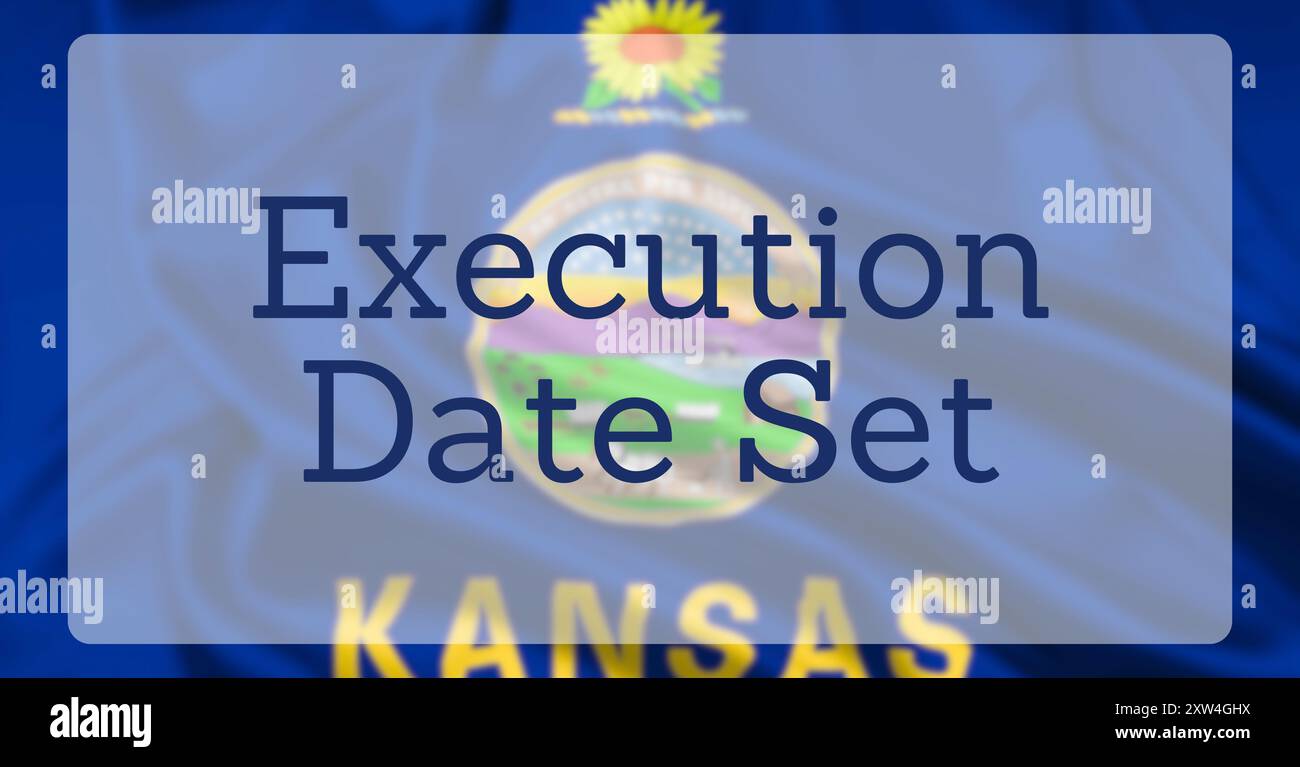 The Flag of The State of Kansas, overlaid with text reading Execution ...