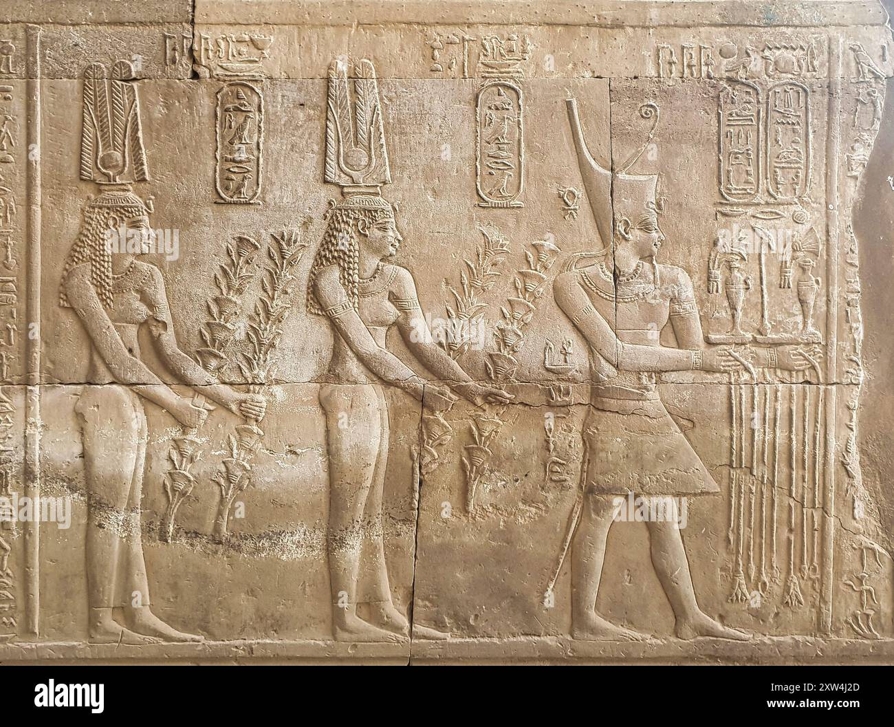 Wall Relief of Cleopatra III, Cleopatra II and Ptolemy VIII Euergetes ...