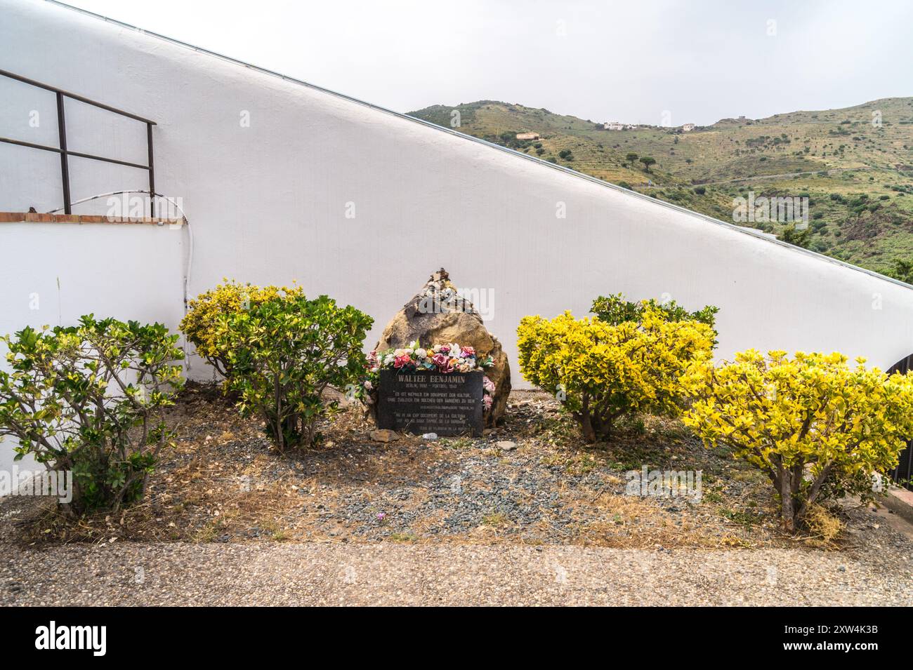 Gravestone of Walter Benjamin, philosopher, 1892-1940, Portbou cemetery ...