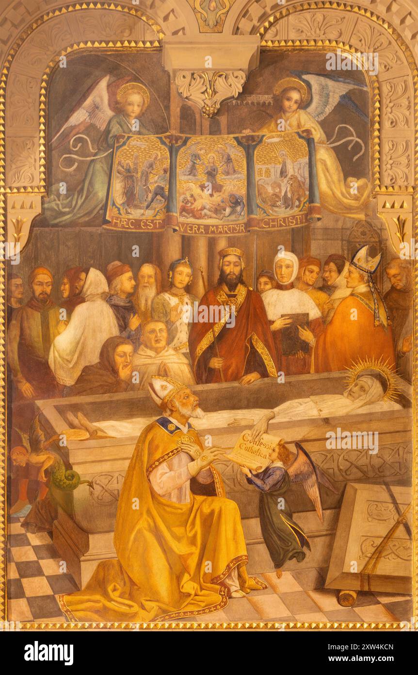 MILAN, ITALY - MARCH 6, 2024: The fresco of founding of relic of St ...