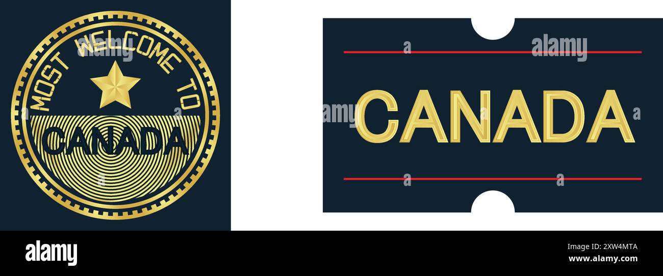 Welcome canada stamp Stock Vector Images - Alamy