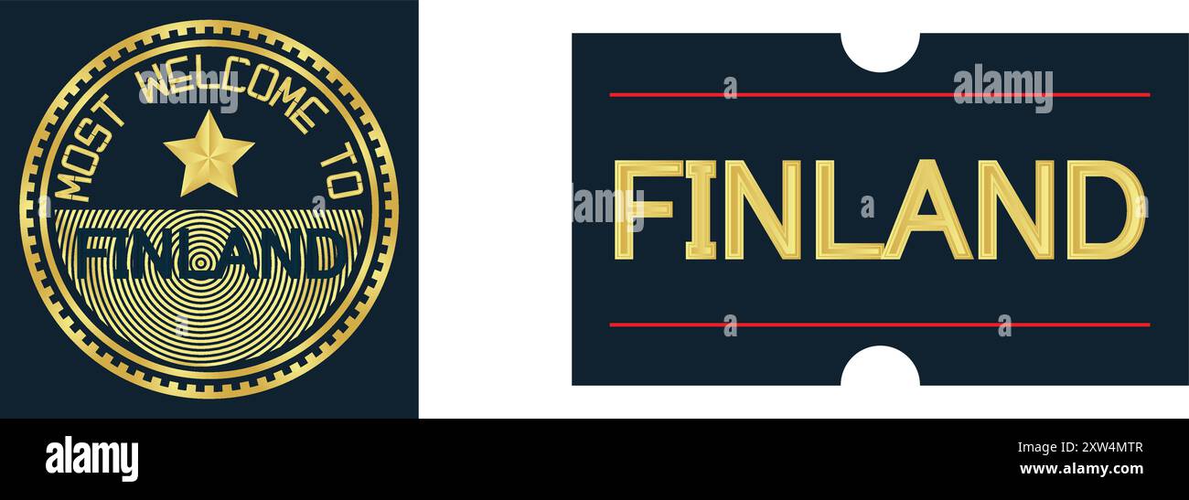 Welcome Finland stamp seal and Sticker, Vector Illustration Abstract ...