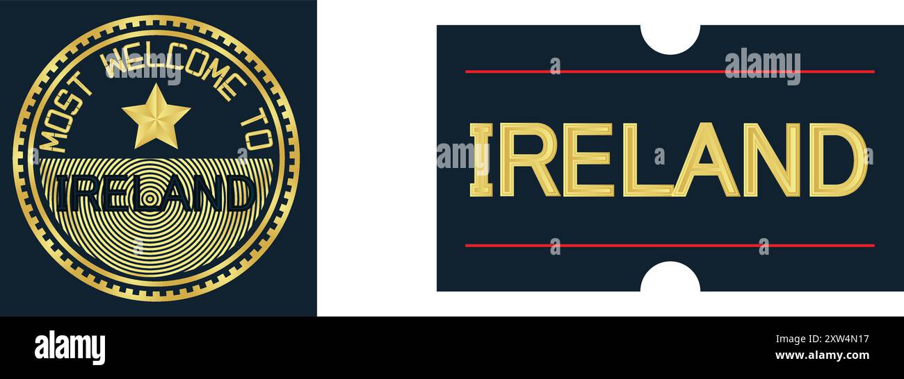 Welcome Ireland stamp seal and Sticker, Vector Illustration Abstract ...