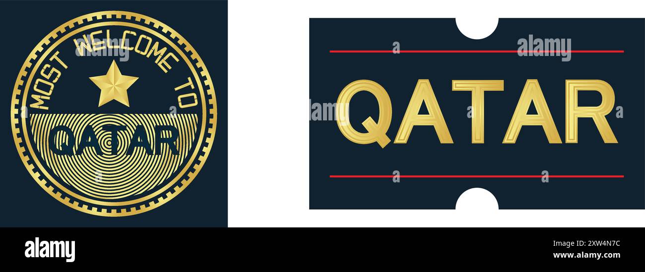 Welcome Qatar stamp seal and Sticker, Vector Illustration Abstract ...