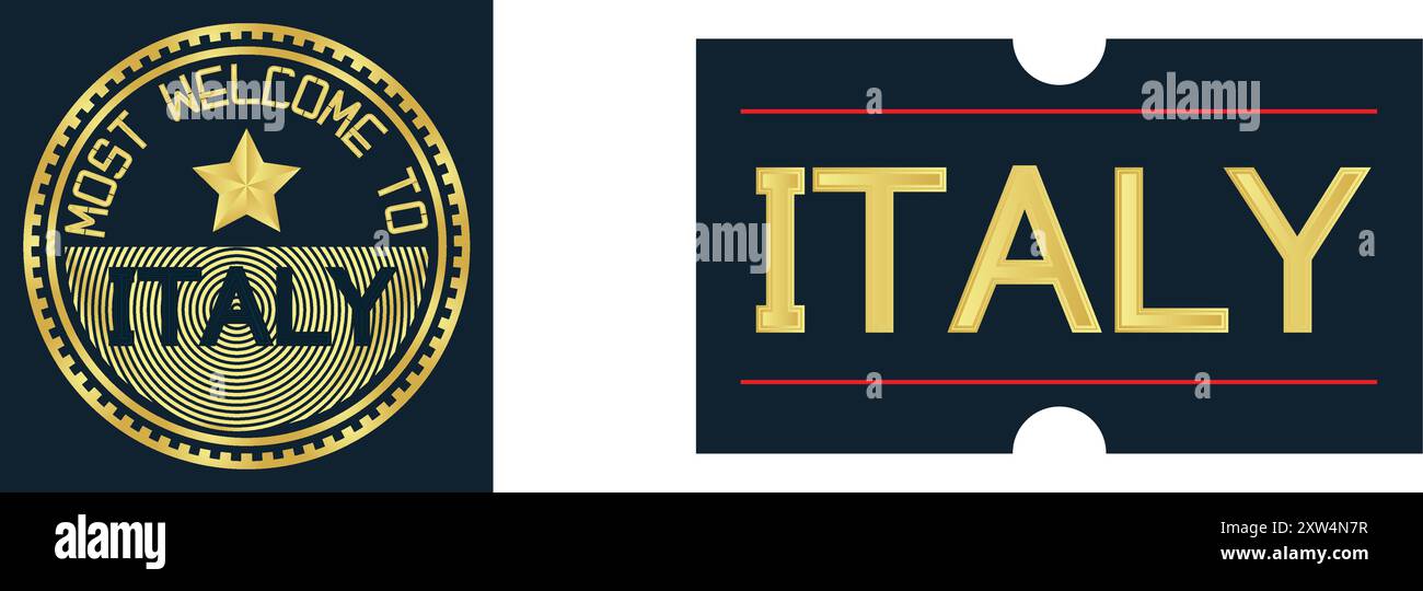 Welcome Italy stamp seal and Sticker, Vector Illustration Abstract ...