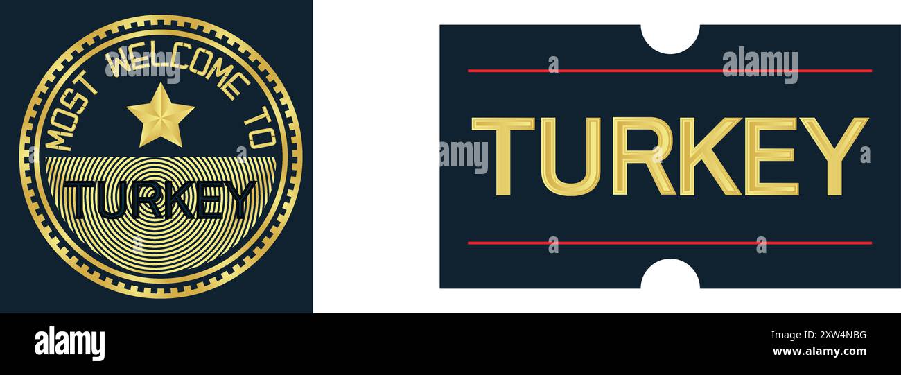 Welcome Turkey stamp seal and Sticker, Vector Illustration Abstract ...