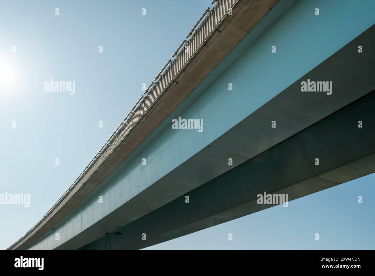 A Curved Motorway Or Freeway Overpass WIth A Blue Sky And Copy Space ...