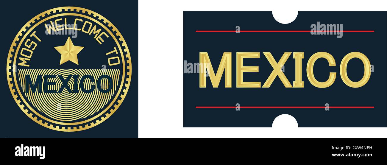 Welcome Mexico stamp seal and Sticker, Vector Illustration Abstract ...