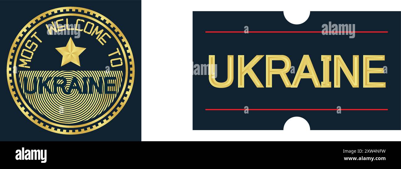 Welcome Ukraine stamp seal and Sticker, Vector Illustration Abstract ...