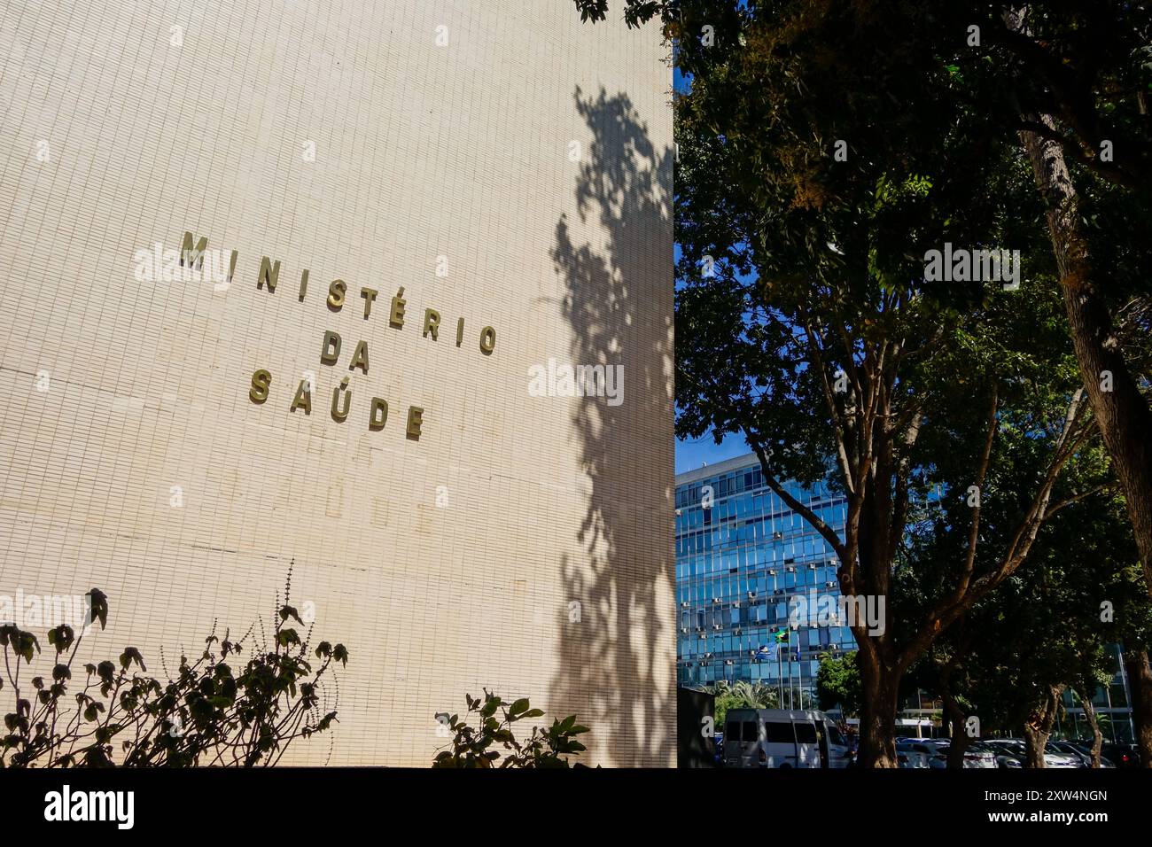Exterior view of the Ministry of Health building in Brasilia, Brazil ...
