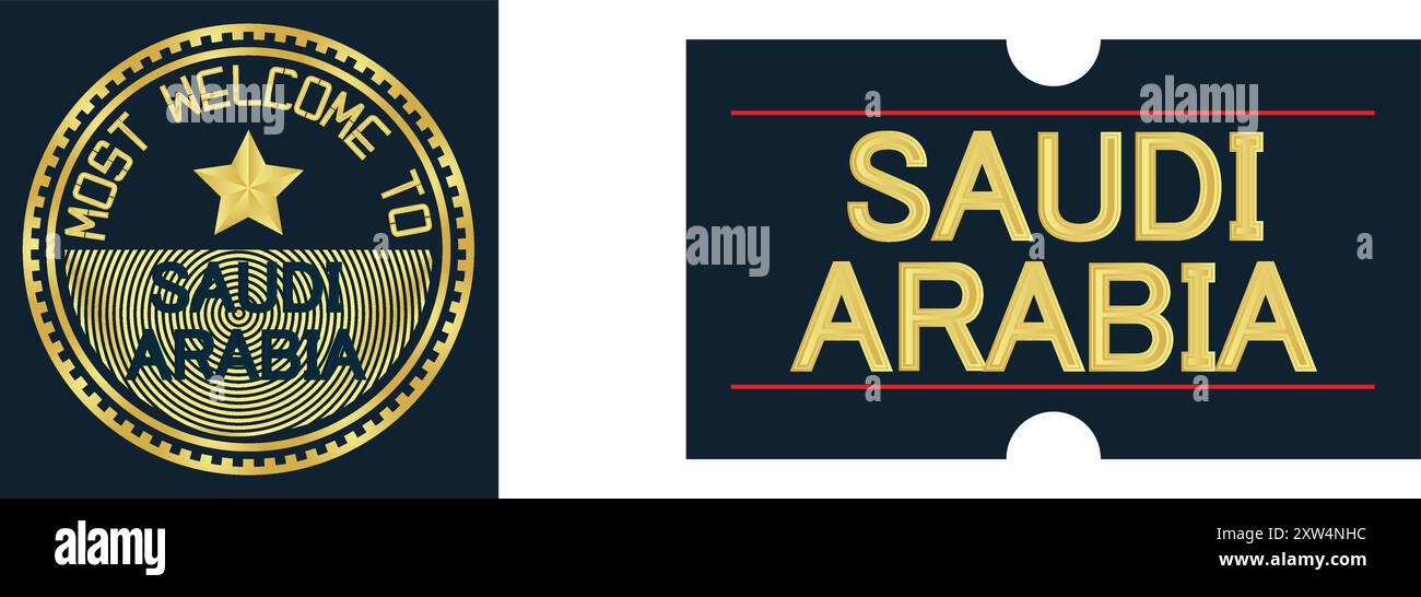 Welcome Saudi Arabia stamp seal and Sticker, Vector Illustration ...