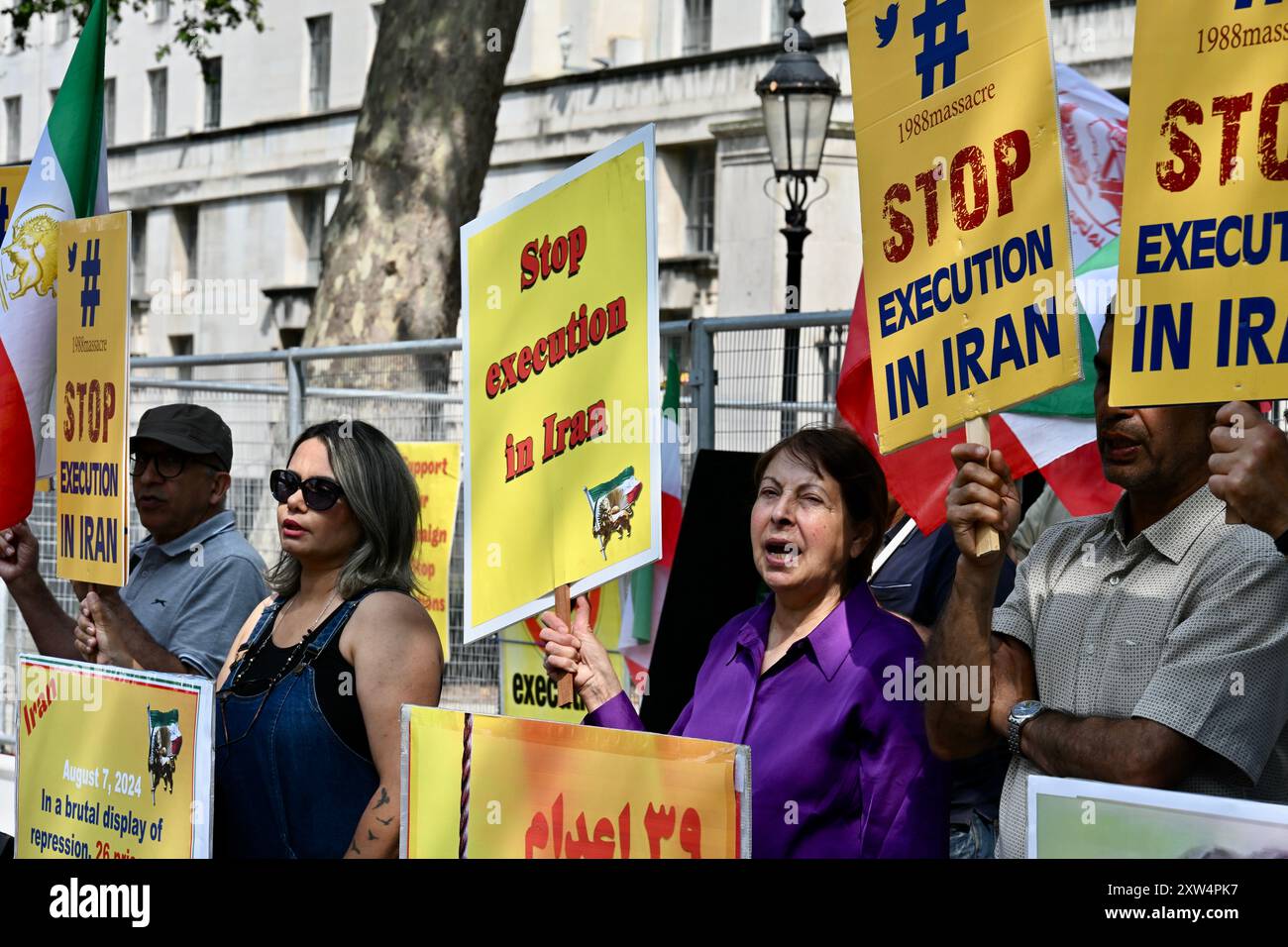 Demonstration to Stop Execution in Iran, Whitehall, London, UK Stock ...