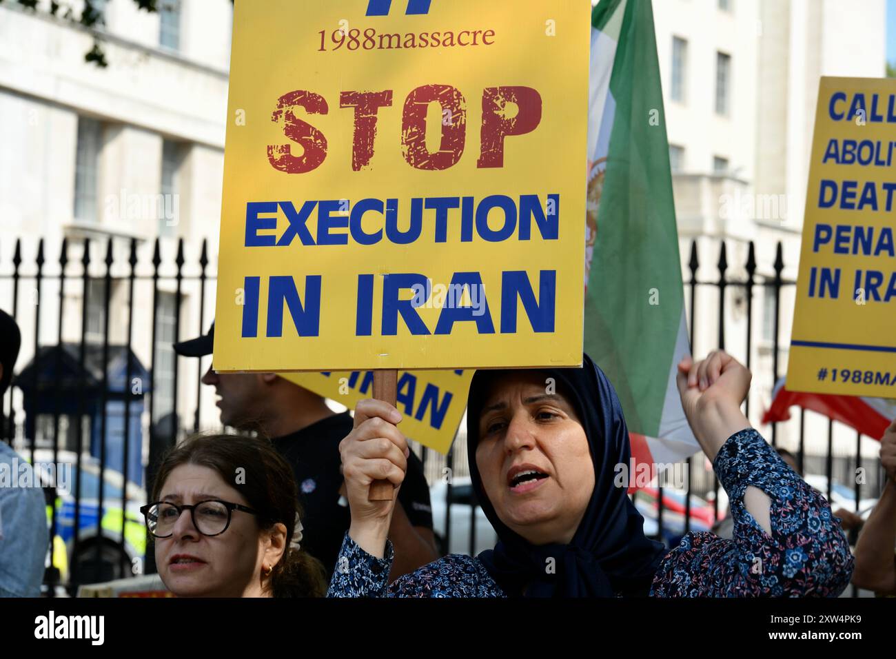 Demonstration to Stop Execution in Iran, Whitehall, London, UK Stock ...