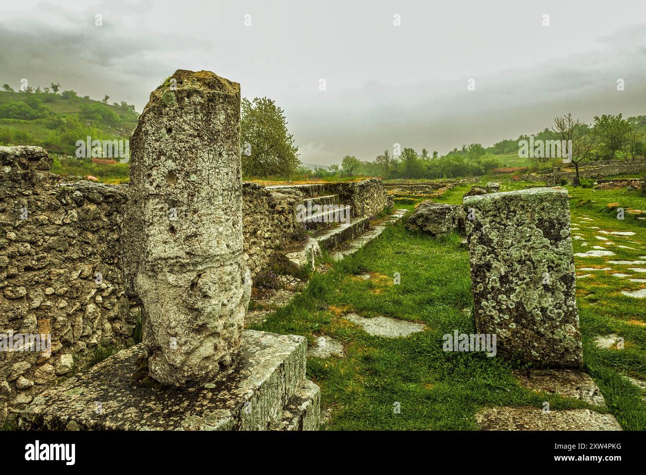Archaeological site of Alba Fucens, milestone depicting a gladiator ...