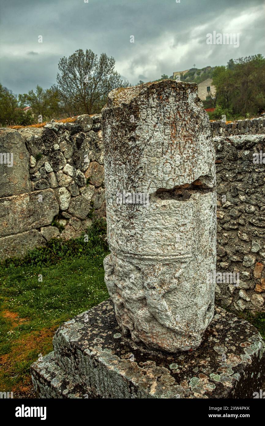 Archaeological site of Alba Fucens, milestone depicting a gladiator ...