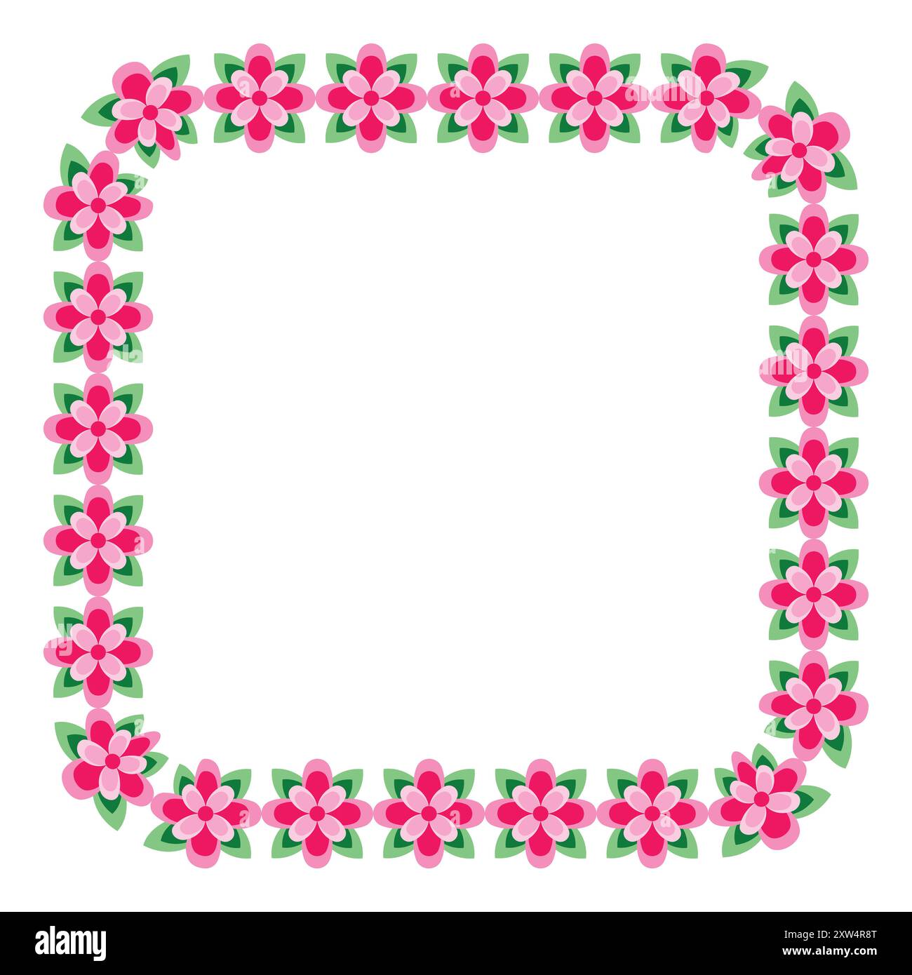 Pink Floral Frame for Invitation Card, Flower Border Stock Vector Image ...