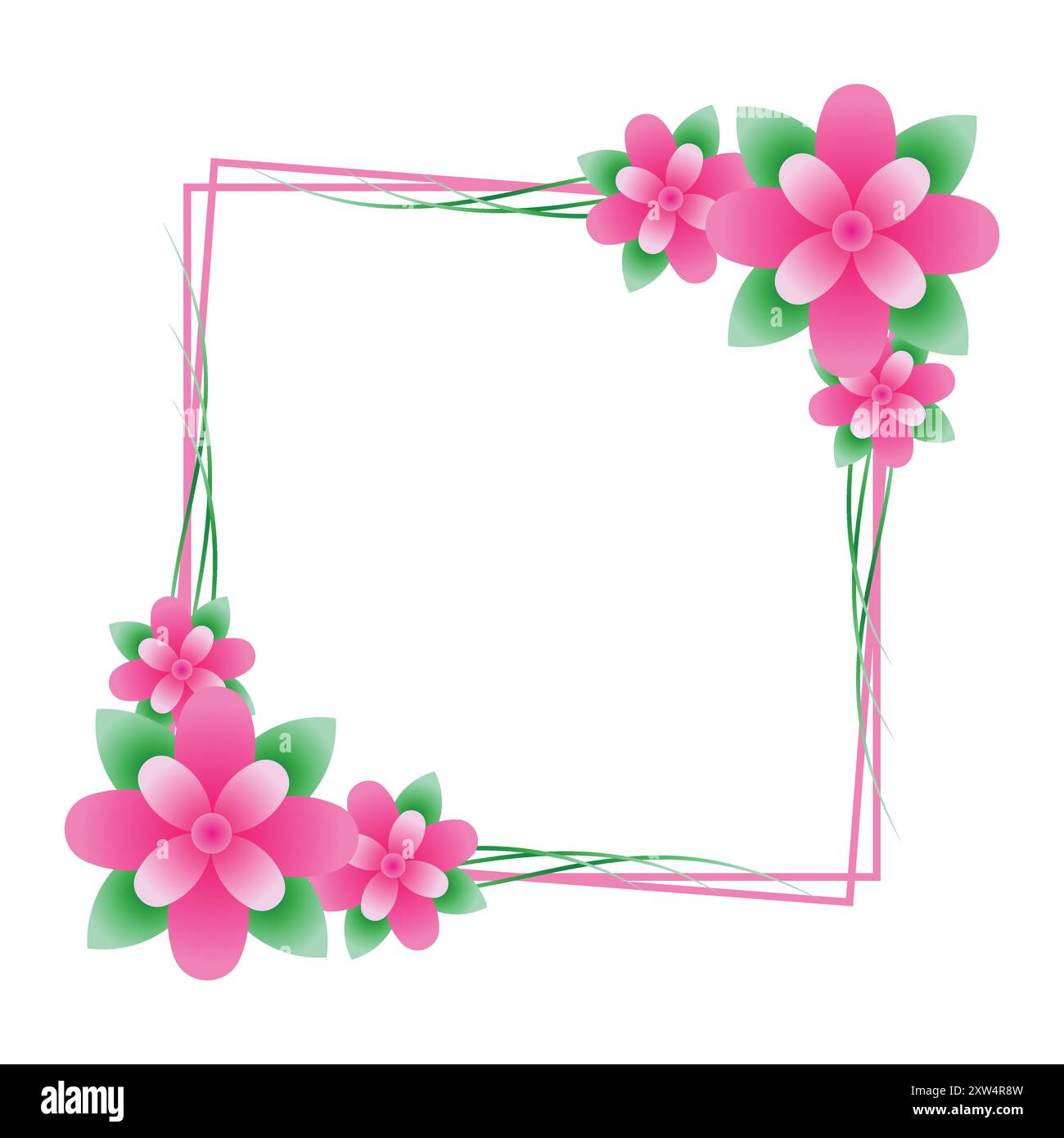 Beautiful Pink Flowers Frame, Invitation Card, Decorative Border Stock ...